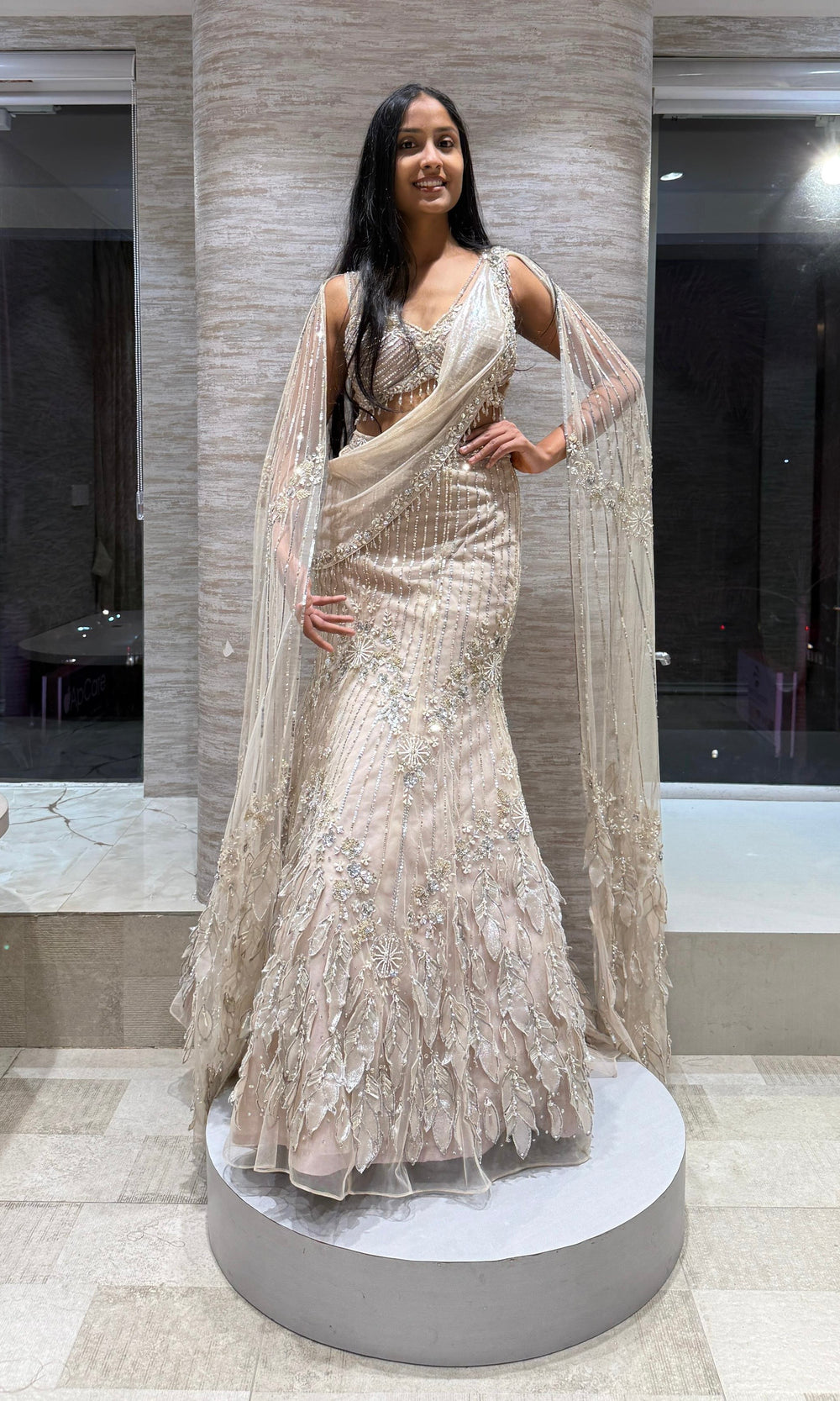 fawn Crystal Elegance Lehenga