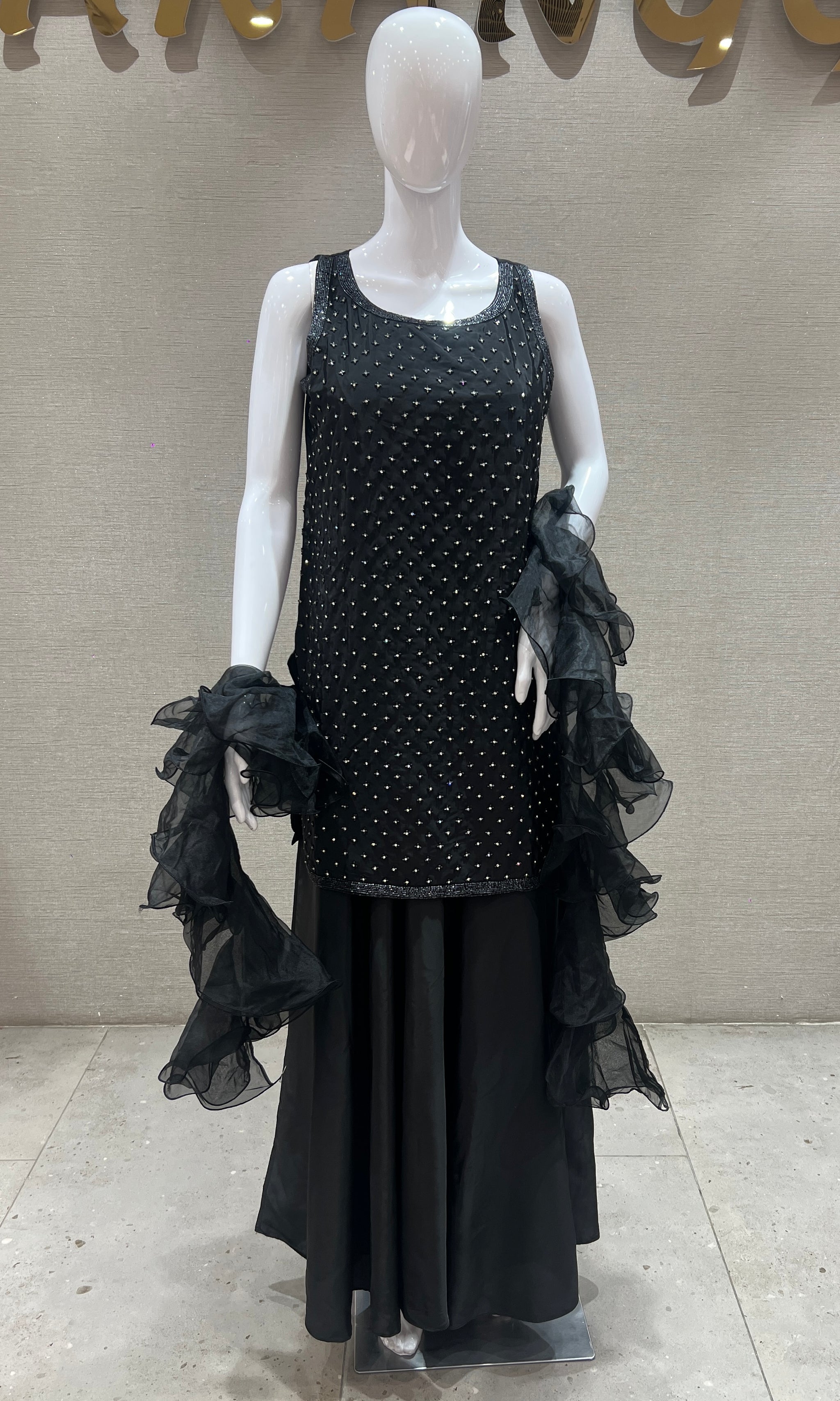 Noir Ruffle Palazzo Set