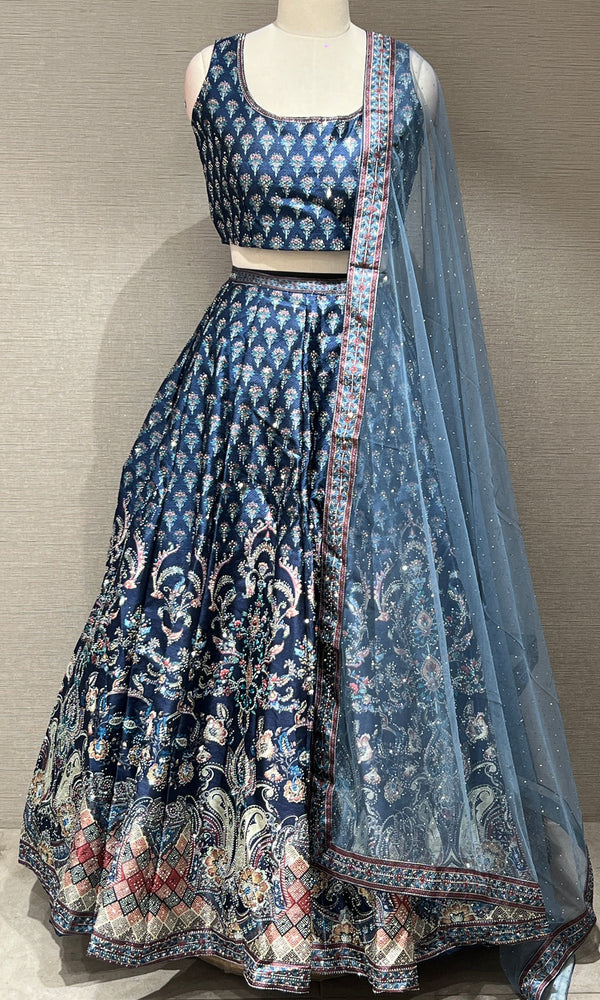 Blue lehenga WITH STONE WORK