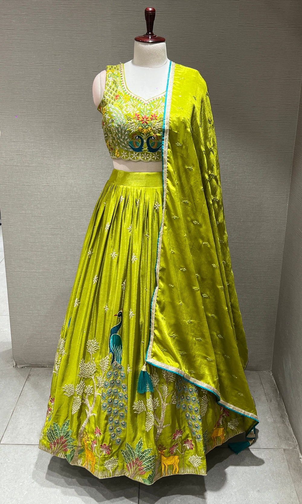 Green Lehenga WITH PEACOCK DESIGN