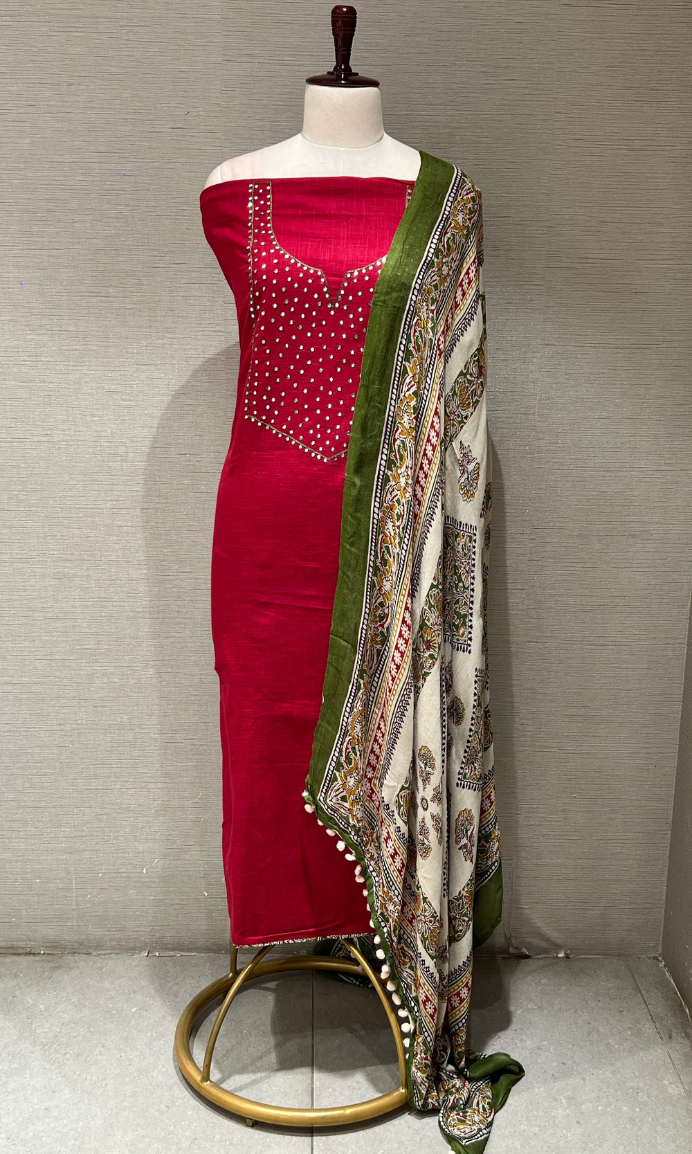 Maroon dress material