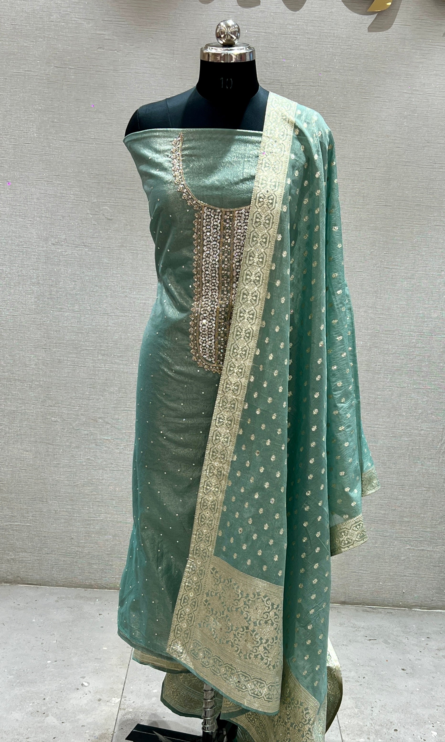 Mint Glimmer Dress Material