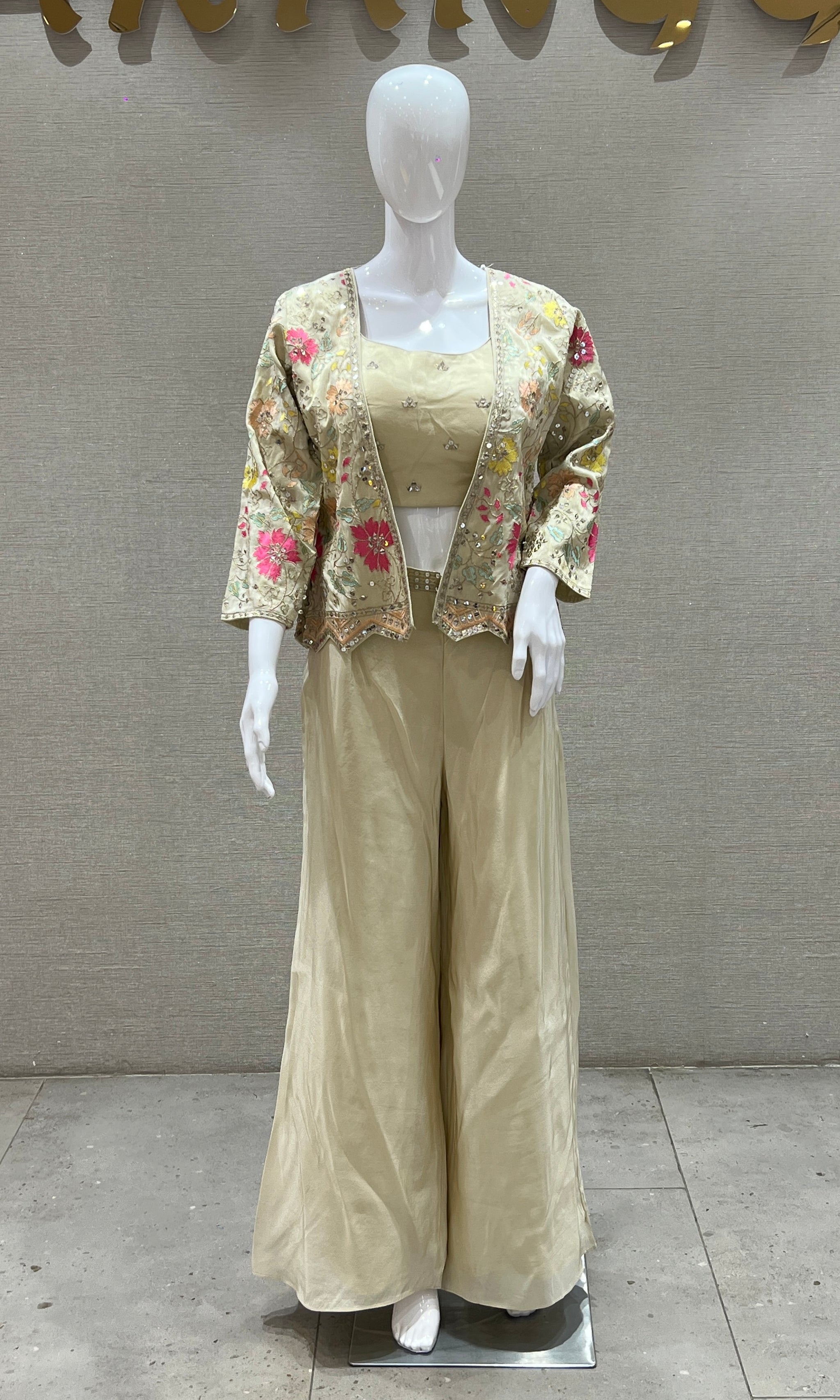 Champagne Floral jacket Palazzo set